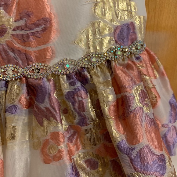 Rare Editions | Dresses | Rare Editions Metallic Floral Print Dress ...